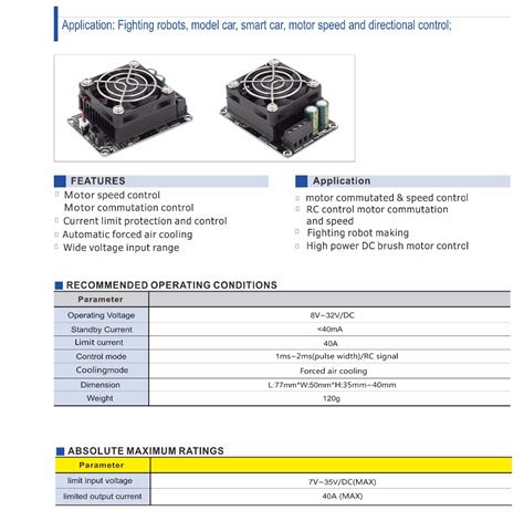 DC Brush Motor Controller PWM DC Motor Speed Controller 40A For ESC Fighter Robot Motor APO A2