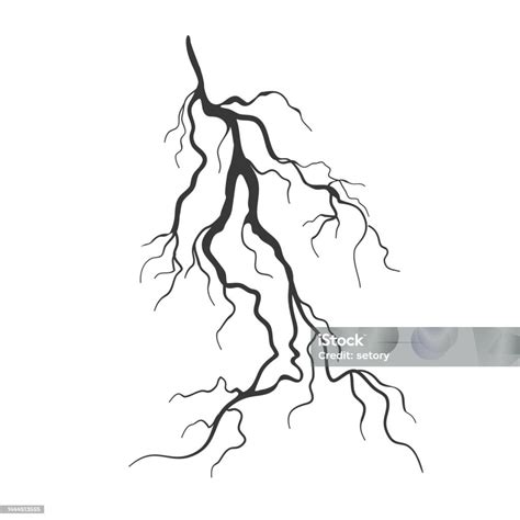 번개 윤곽선 아이콘 전력 에너지 및 벼락 라인 스트라이크의 전기 플래시 검은색에 대한 스톡 벡터 아트 및 기타 이미지 검은색