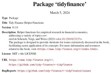 Tidyfinance Cran Rstats Rpackages Christoph Scheuch 17 Comments