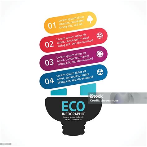 에너지 효율적인 전구 벡터 화살표 친환경 인포그래픽 생태학 0명에 대한 스톡 벡터 아트 및 기타 이미지 0명 4 4가지