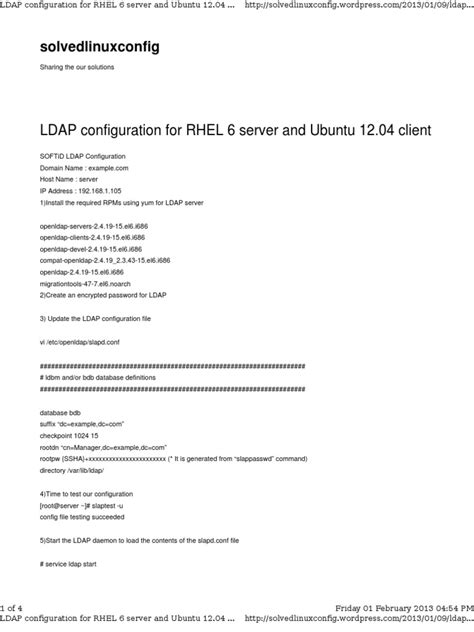 Ldap Configuration For Rhel 6 Server And Ubuntu 1204 Client Pdf System Software Computing