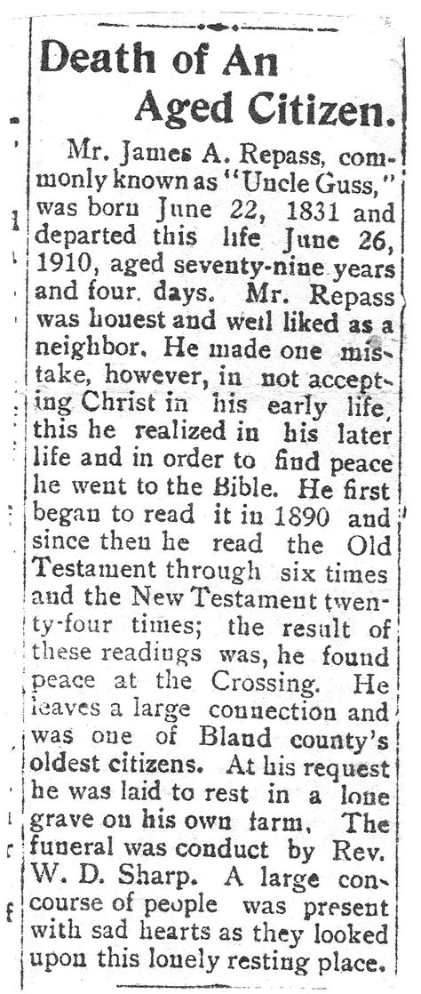 James Augustus Repass 1831 1910 Find A Grave Memorial