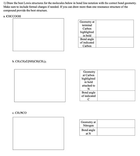 Solved 1 Draw The Best Lewis Structures For The Molecules