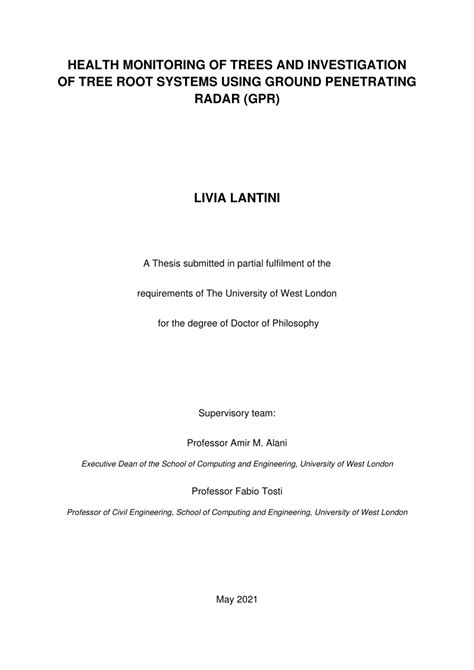 Pdf Health Monitoring Of Trees And Investigation Of Tree Root Systems Using Ground Penetrating