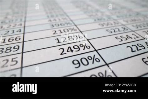 Rows And Columns Of Digits Carefully Organized To Track Financial Data