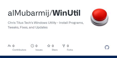 Github Almubarmij Winutil Chris Titus Techs Windows Utility Install Programs Tweaks