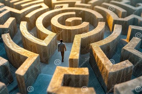 Person Navigating A Maze Or Labyrinth Symbolizing Problem Solving And