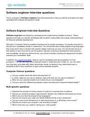 Software Engineer Interview Questions Pdf Software Engineer Interview Questions This Is A