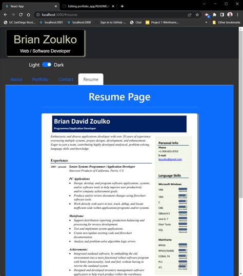 Github Bzoulko Portfolio App React Challenge React Portfolio