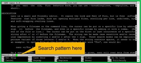 how to search in nano editor [nano search command]