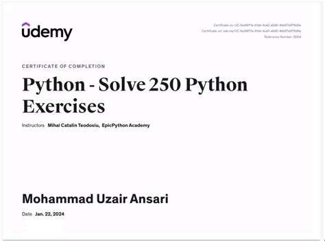 Completed 250 Python Exercises Mohammad Uzair Ansari Posted On The