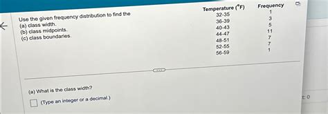 solved use the given frequency distribution to find the a