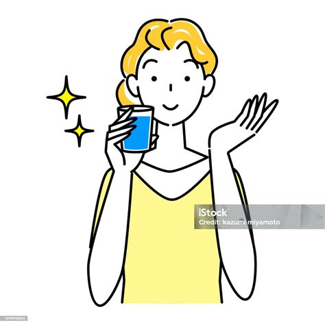 열사병 측정 예쁜 여자 수화 일러스트 간단한 벡터 열사병 예방 예쁜 여자가 수분을 보충합니다 간단한 그림 벡터 가리키기에 대한 스톡 벡터 아트 및 기타 이미지 Istock