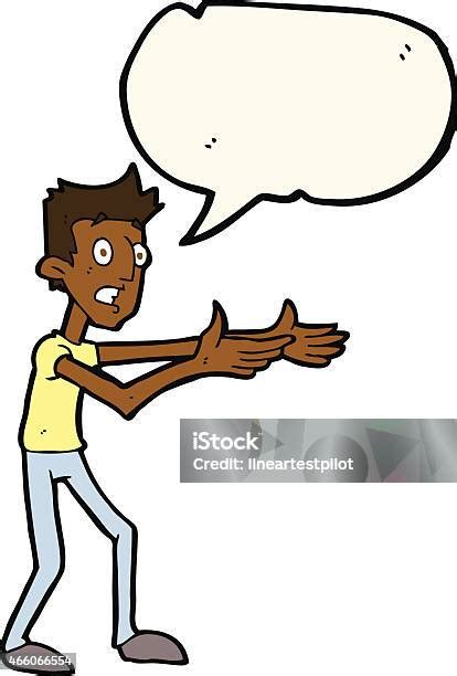 Homme En Dessin Animé Avec Bulle De Dialogue Absolument Expliquer Vecteurs Libres De Droits Et