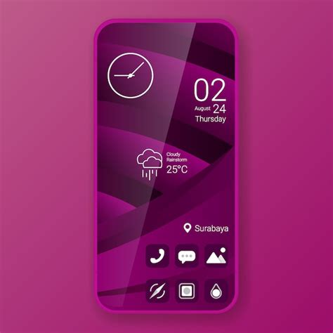 Premium Vector Realistic Smartphone User Interface Widget Purple Elegant Theme Design