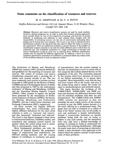 Armitage Potts 1994 Some Comments On The Classification Of Resources