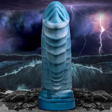 Creature Cocks Sea Serpent Scaly Silicone Dildo Blue Sex Toys Adult Novelties Adult DVD