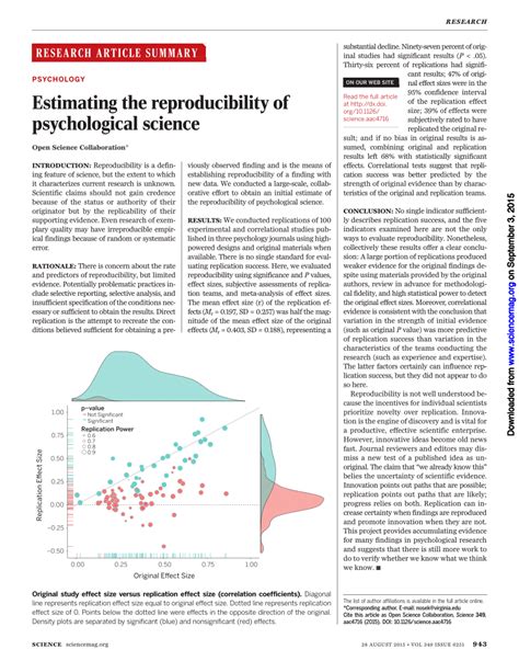 Pdf Estimating The Reproducibility Of Psychological Science