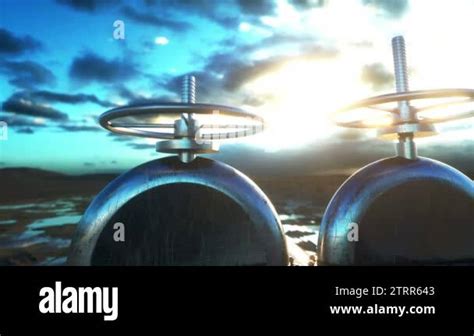 Close Oil Gas Valve Pipeline In Desert Oil Concept Realistic Cinematic 4k Animation Stock