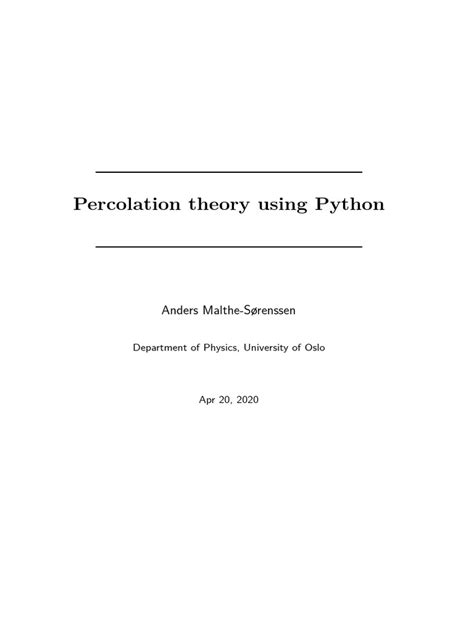 Percolation Theory In Python Pdf Porosity Physical Sciences