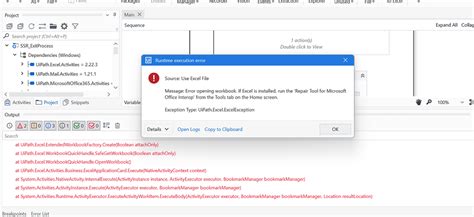 Facing Issue While Using Excel Activities Error Opening Workbook If