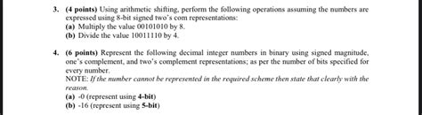 solved 4 ﻿points ﻿using arithmetic shifting perform the