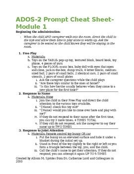 ADOS 2 Cheat Sheet Module 1 By Allison Sproles TPT