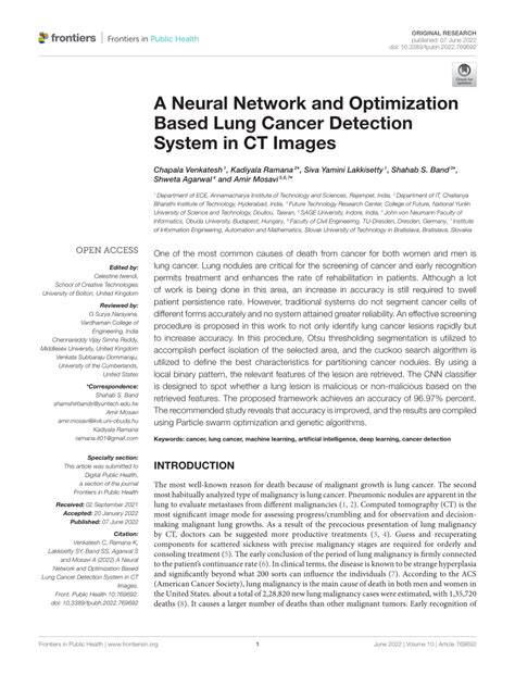 Pdf A Neural Network And Optimization Based Lung Cancer Detection