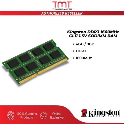 Tmt Official Kingston Ddr3 Laptop Ram Sodimm 4gb8gb 1600mhz Lazada