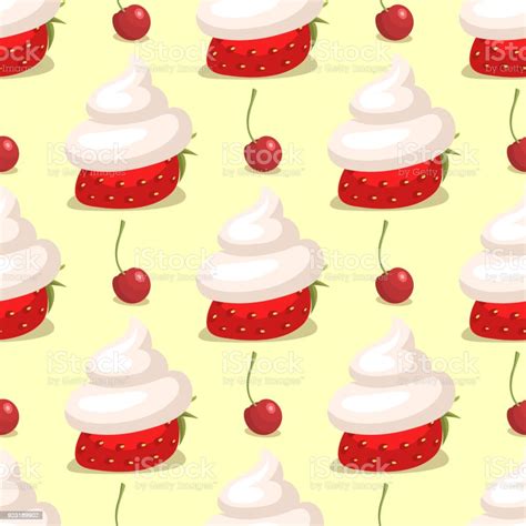 만화 신선한 딸기 과일 원활한 패턴 배경 베리 여름 디자인 벡터 일러스트 레이 션 건강한 생활방식에 대한 스톡 벡터 아트 및 기타 이미지 건강한 생활방식 건강한 식생활