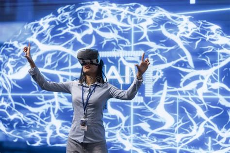 Employee Working In High Tech Lab Developing AI Machine Learning Stock