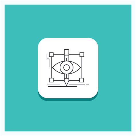 Round Button For Design Draft Sketch Sketching Visual Line Icon Turquoise Background