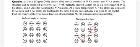Question 1 Cuau Copper Gold Binary Alloy Crystal