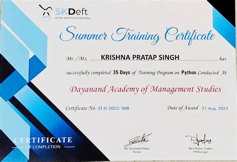 Krishna Pratap Singh Bca On Linkedin Python Certification Skdeft