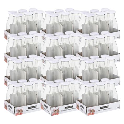 12 Packs 6 Ct 72 Total 8oz Glass Milk Bottles With Lids By Ashland