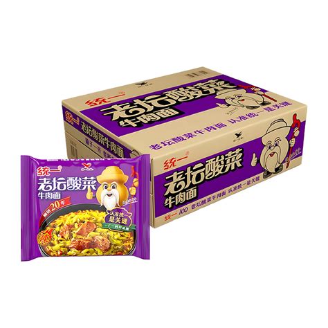 统一老坛酸菜牛肉面方便面酸爽过瘾121g 24袋整箱泡面 虎窝淘