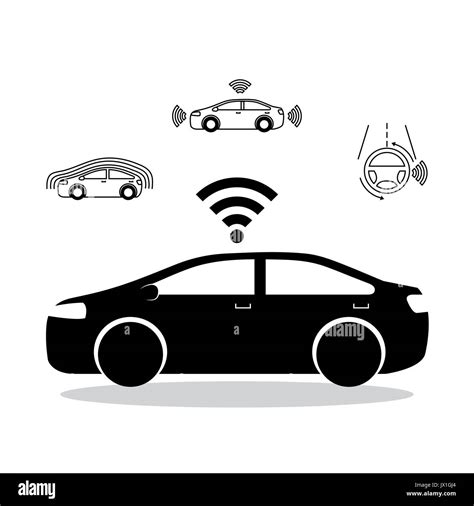 Remote Sensing System Of Smart Car Vehicle Front View Vector Illustration Stock Vector Image
