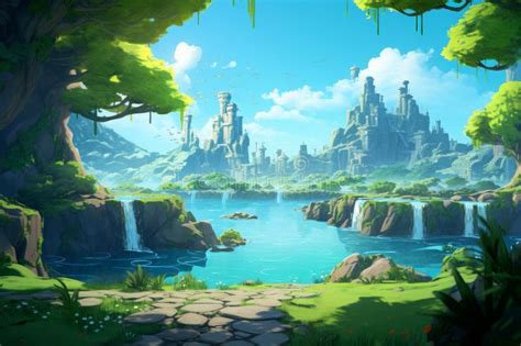 Game 2d Platformer Background In Cartoon Style Generate Ai Stock Image Image Of Cartoon