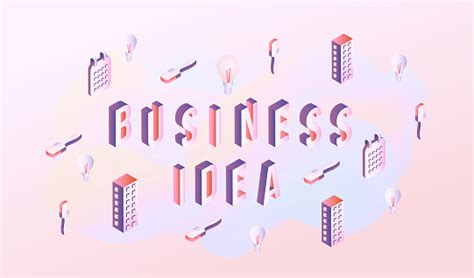 비즈니스 아이디어 기호 디자인 그라데이션 유체 색상 파스텔 배경에 아이소메트릭 문자 및 요소 가리기에 대한 스톡 벡터 아트 및