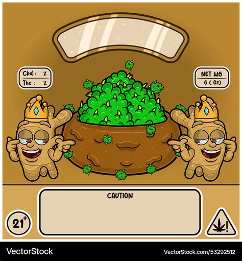 Ginger Strain With Weedbud In Cartoon Style Vector Image