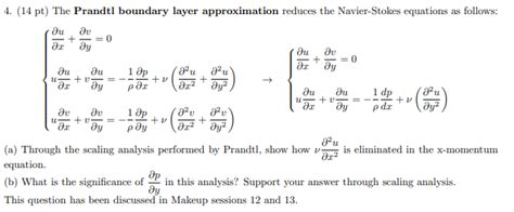 Solved 4 14 Pt The Prandtl Boundary Layer Approximation