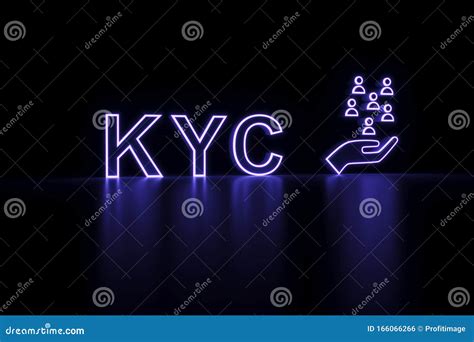 Kyc Neon Concept Self Illumination Background Stock Illustration