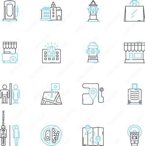 District Chart Linear Icons Set Analysis Visualization Comparison Evaluation Metrics