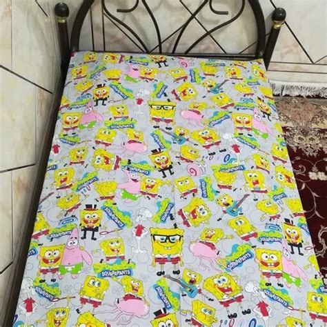 خرید و قیمت نیم ست روتختی کش دار تک نفره، طرح باب اسفنجی کاور تشک تخت با 1 عدد روبالشتی ترب