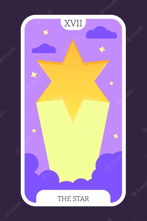 스타 타로 만화 플랫 카드 템플릿 메이저 아르카나 타로 벡터 일러스트레이션 난해한 마법과 점성술 기호가 있는 영적 기호 격리된 컬러 그래픽 마법 개념 Eps 프리미엄 벡터