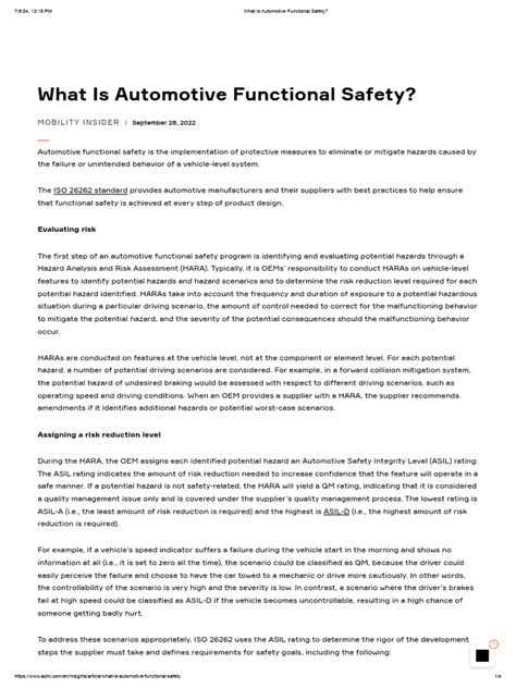 What Is Automotive Functional Safety Pdf Safety