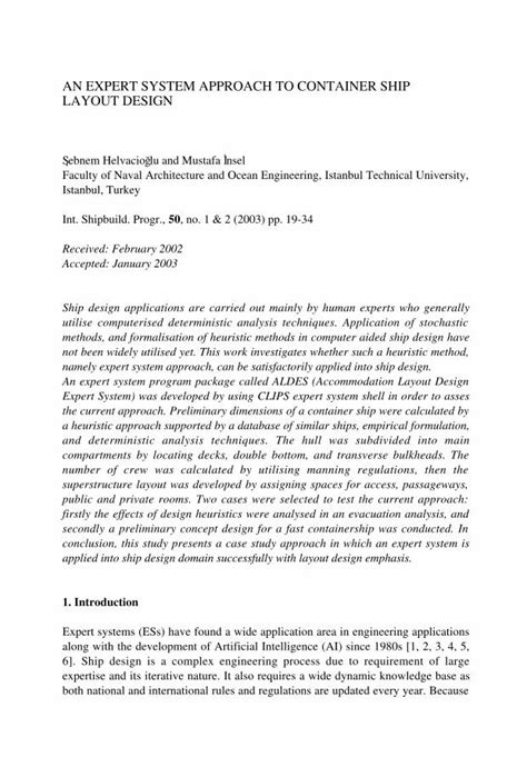 Pdf An Expert System Approach To Container Ship Layout Design