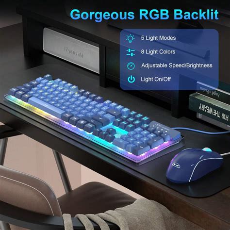 Magegee Blue Gaming Keyboard And Mouse Combo Set K1 104 Key Rgb Led Backlit Keyboard With 7