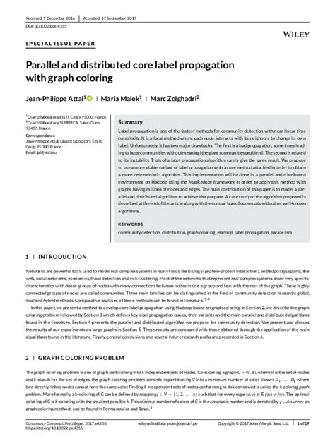 Pdf Parallel And Distributed Core Label Propagation With Graph Coloring