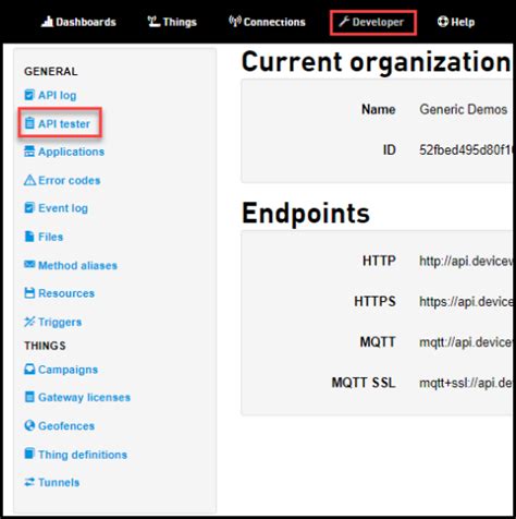 using the api tester